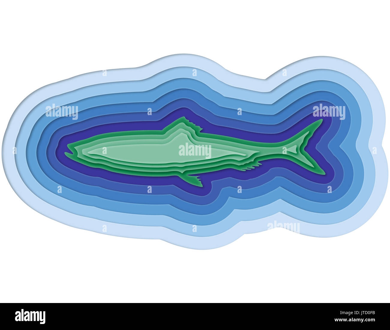 illustration of a layered fish in the sea Stock Photo - Alamy