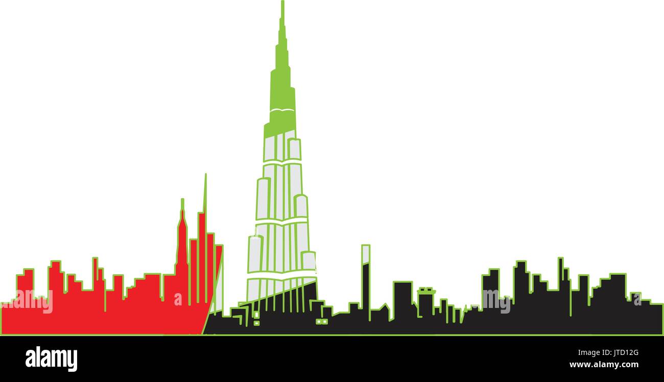Isolated cityscape of Dubai Stock Vector Image & Art - Alamy