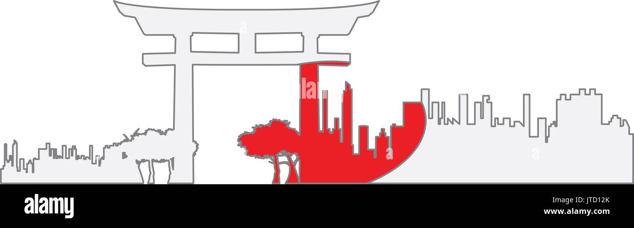 Tokyo temple skyscraper Stock Vector Images - Alamy