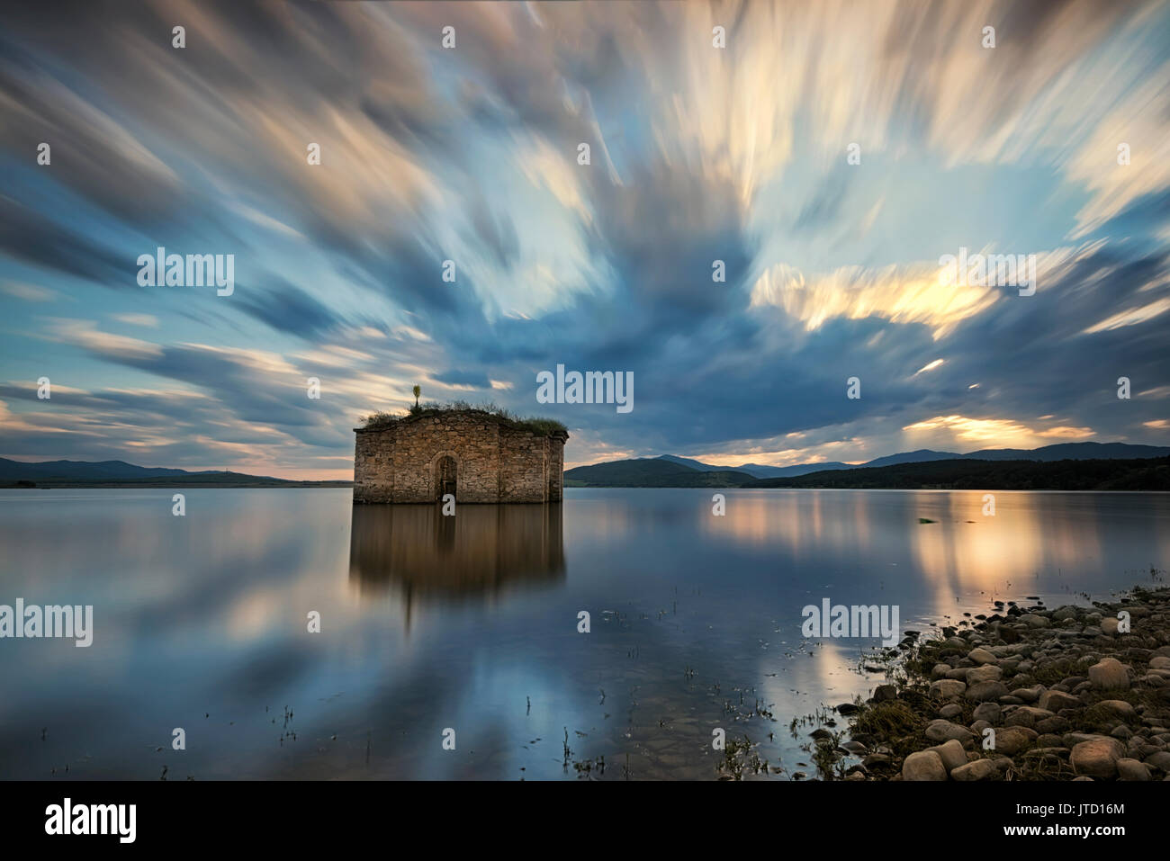 Church into water Stock Photo - Alamy