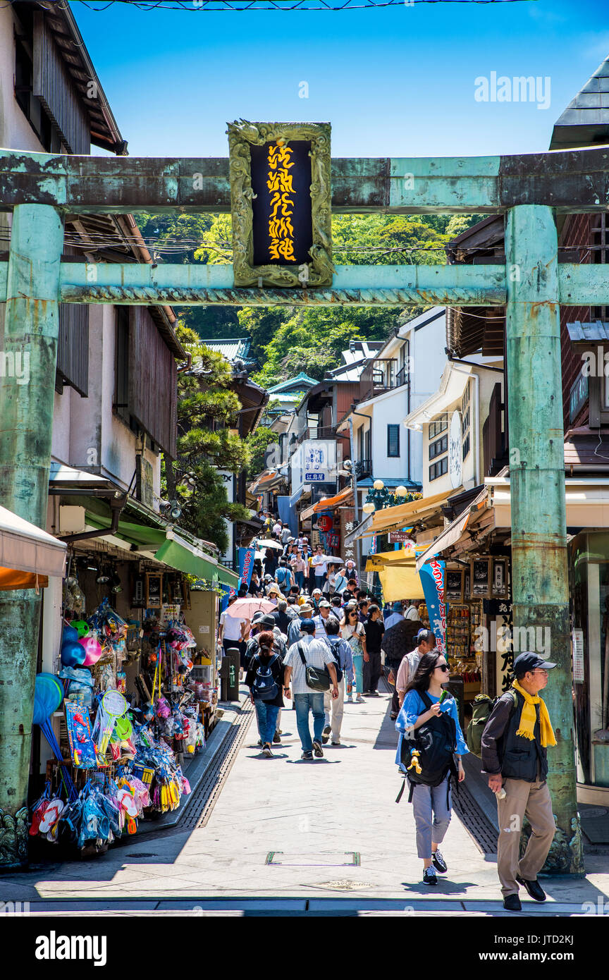 Main street on Enoshima Island, Japan Stock Photo - Alamy