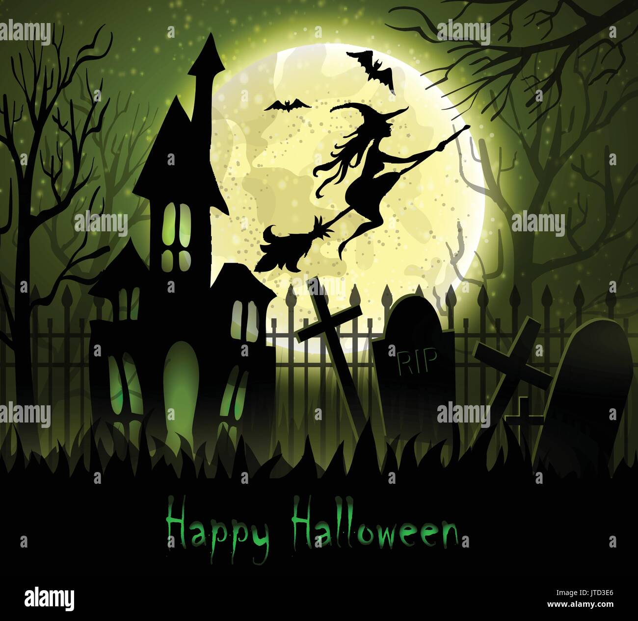 Scary halloween cemetery fog on Stock Vector Images - Alamy