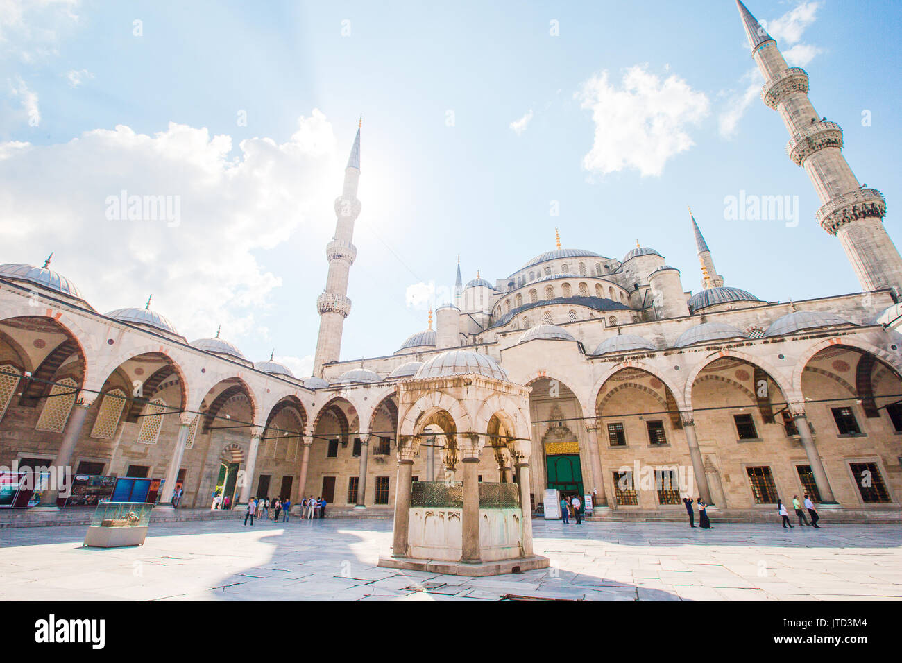 Courtyard of Blue Mosque - Sultan Ahmed or Sultan Ahmet Mosque in ...