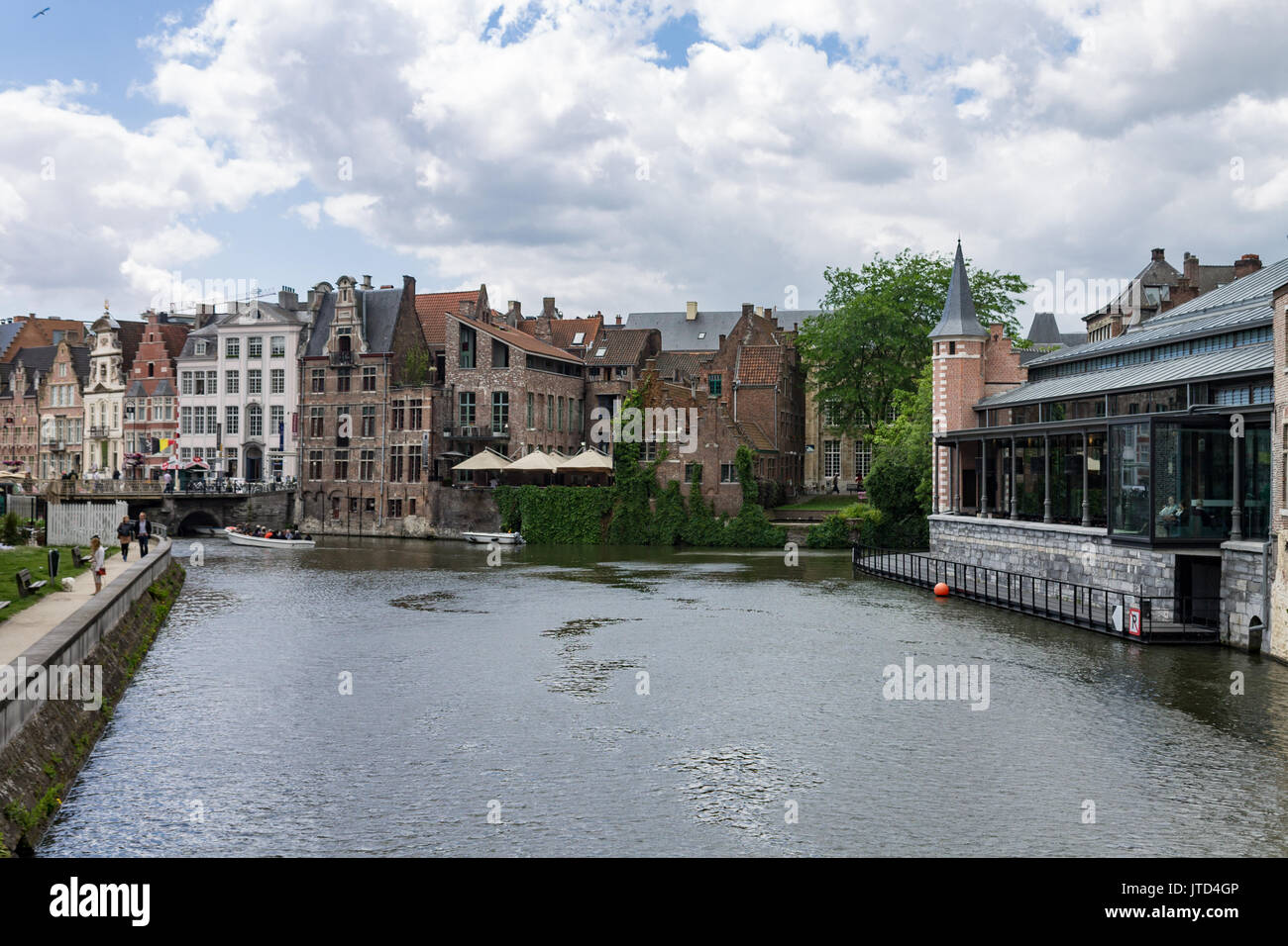 Historical Buildings Ghent Lys River Belgium Stock Photo - Alamy