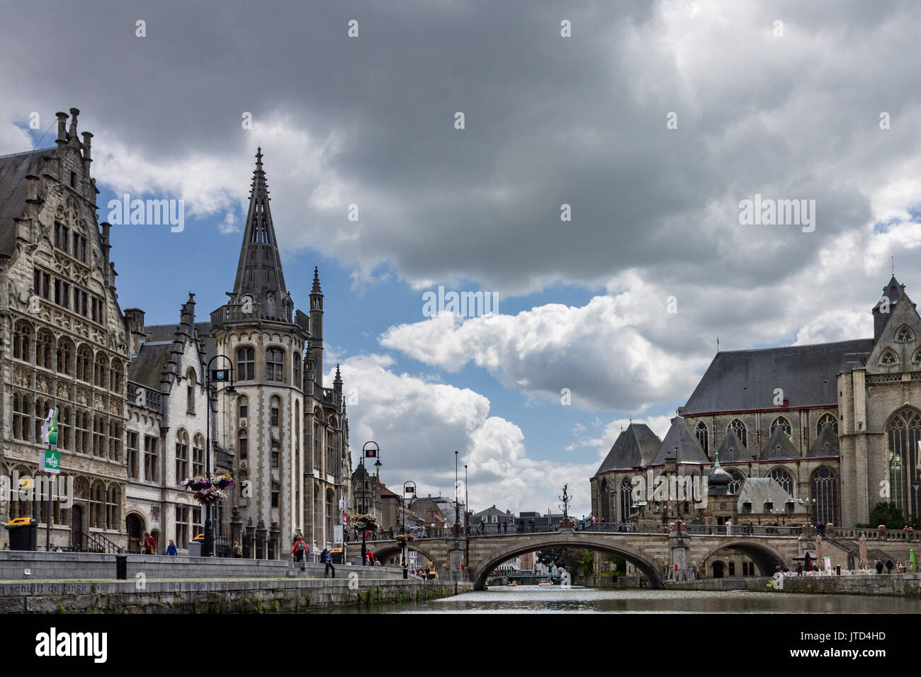 Historical Buildings Ghent Lys River Belgium Stock Photo - Alamy