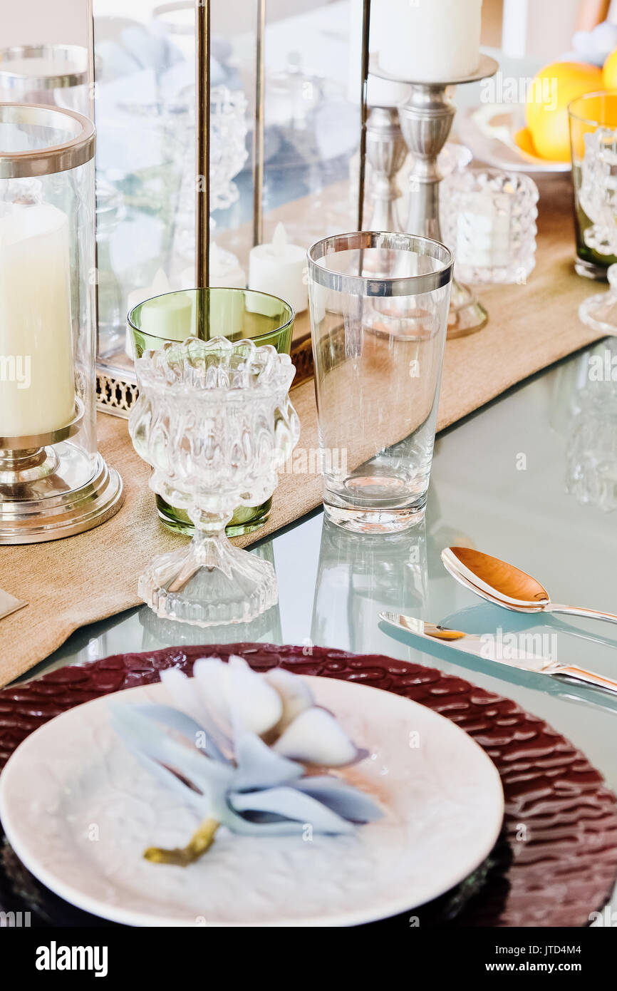 Detail image of Elegant dining table setting Stock Photo - Alamy