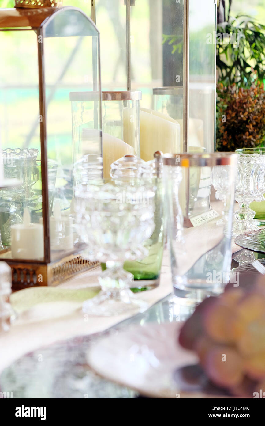 Detail image of Elegant dining table setting Stock Photo - Alamy