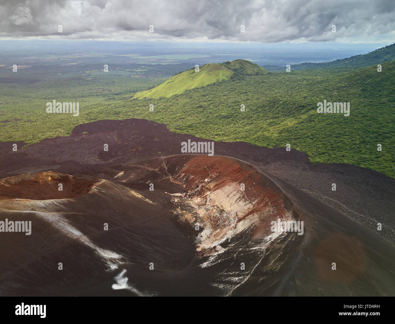 Aerial view of volcano crater. Hiking destination drone view Stock ...