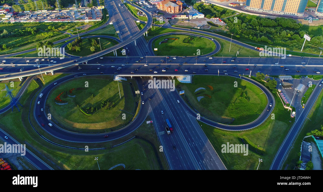 Road junction of the highway Enthusiasts and the Moscow Ring Road. View ...