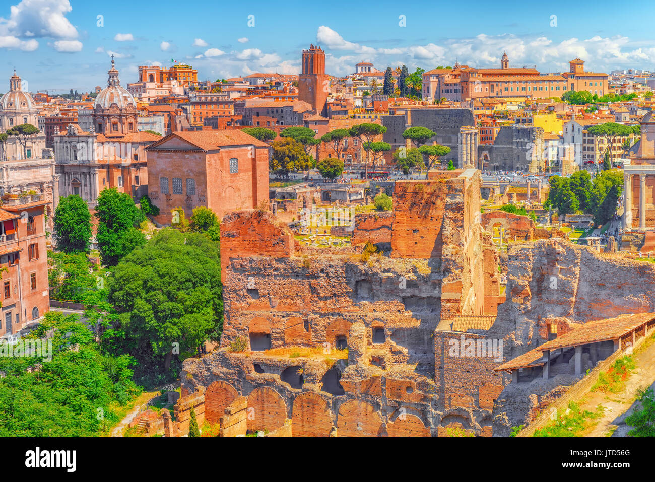 View of the Roman Forum from the Hill of Palatine - a general overview ...