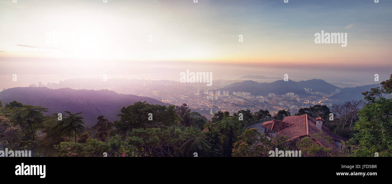 A beautiful hill top view from Penang Hill. Breathtaking cityscape view ...