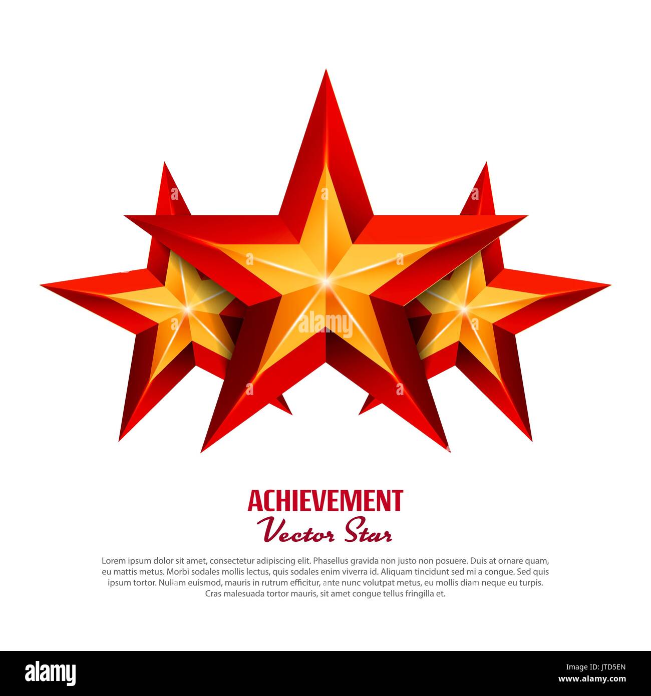Three Achievement Vector Stars. Realistic Sign. Golden Decoration ...