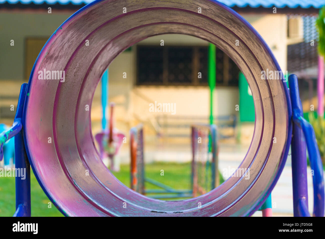 empty playground have colorful tube Stock Photo - Alamy
