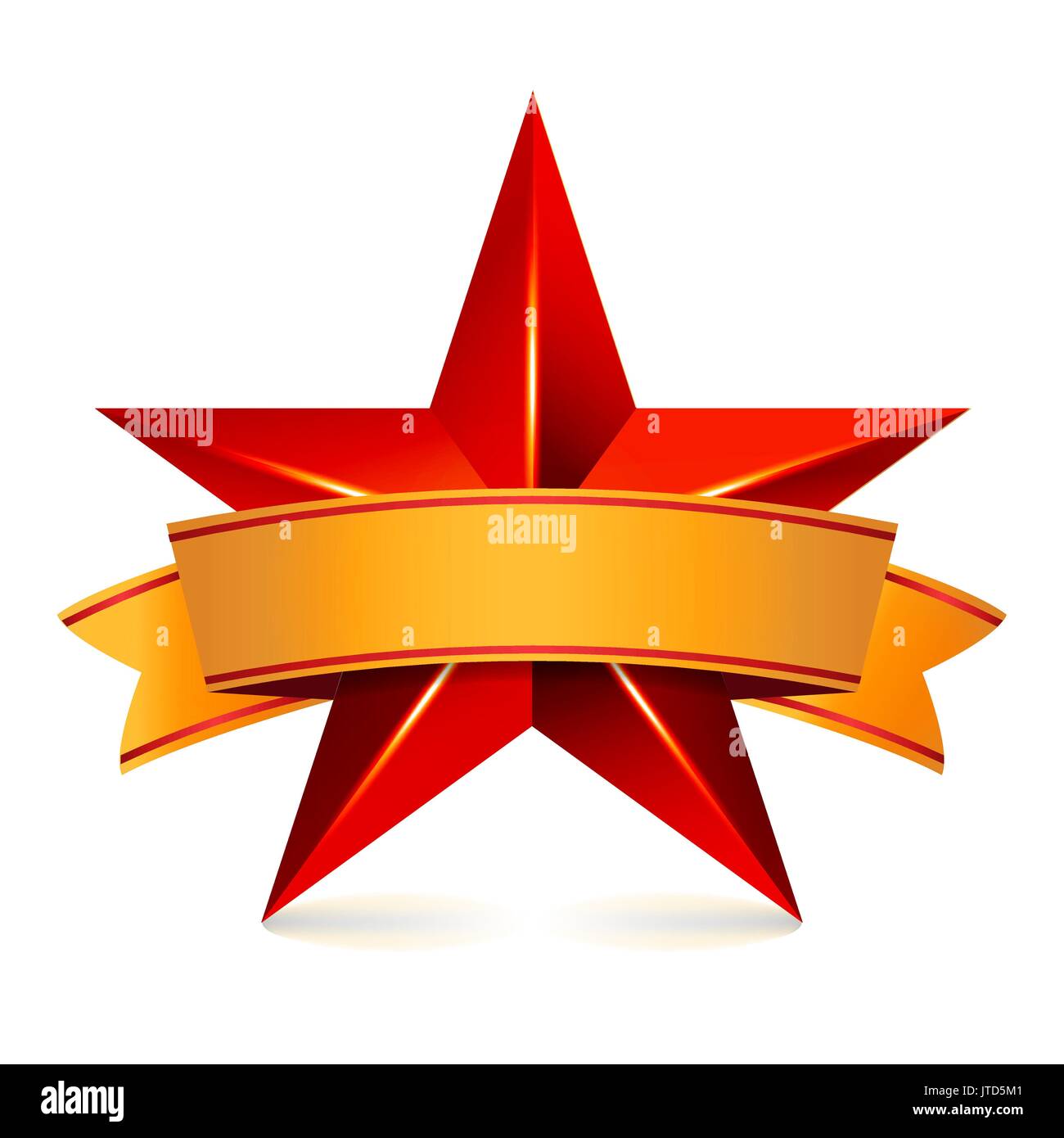 Achievement Vector Star With Yellow Ribbon. Red Sign Place For Text ...