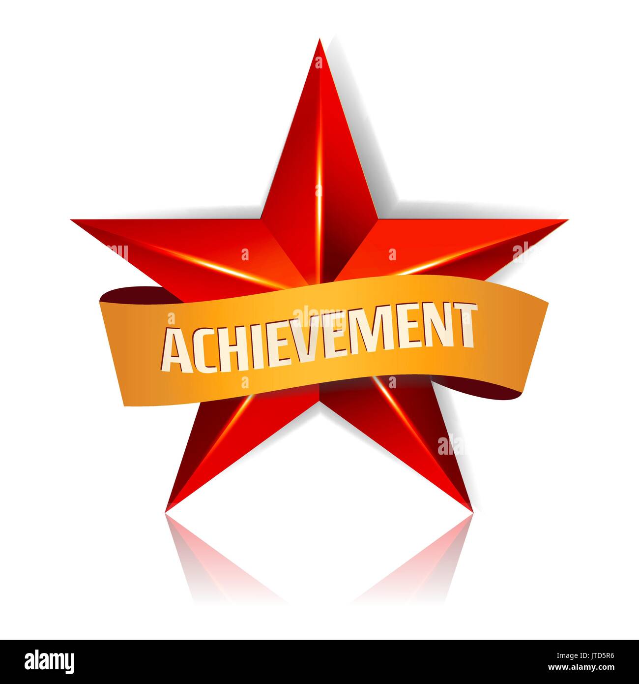 Achievement Vector Star With Yellow Ribbon. Red Sign Place For Text ...