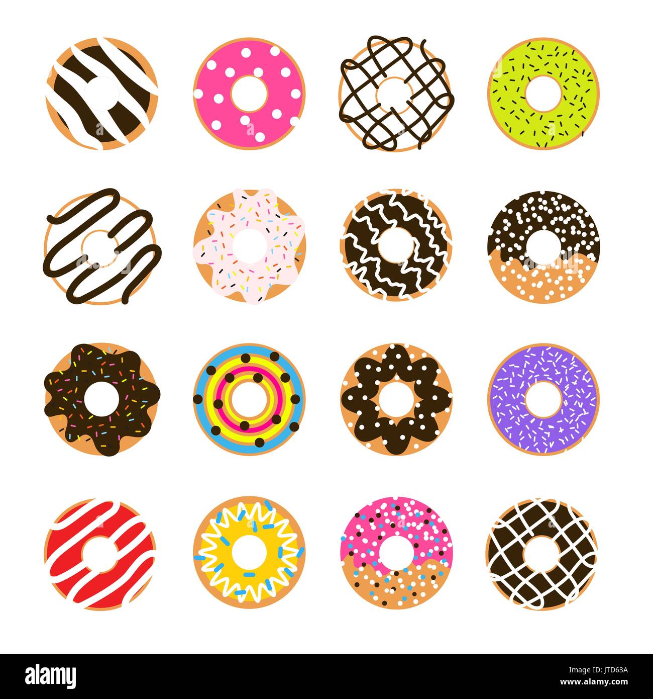 Donut vector set isolated on white. Doughnut glazed collection Stock ...