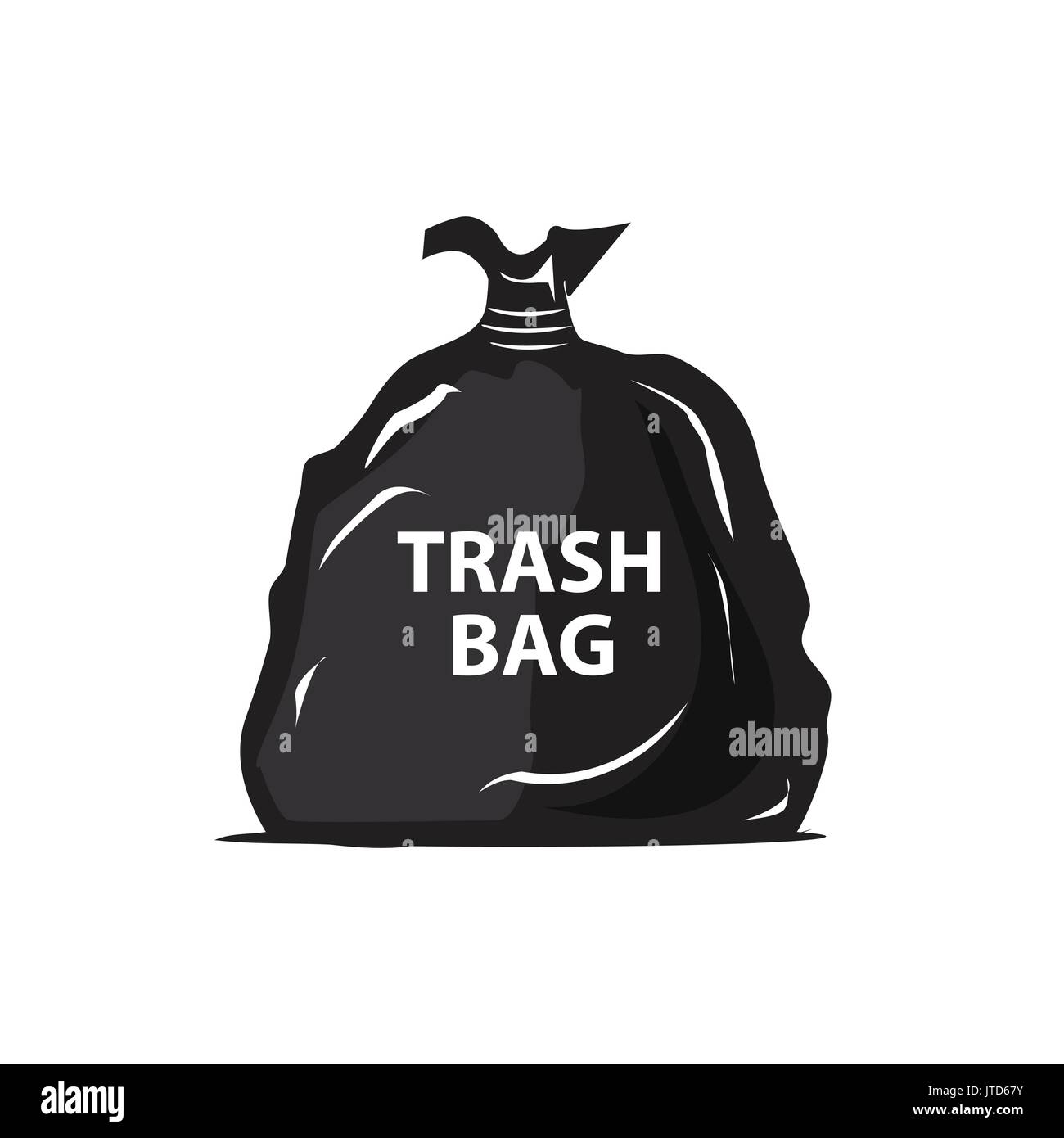 black filled garbage bag illustration, icon design, isolated on white ...