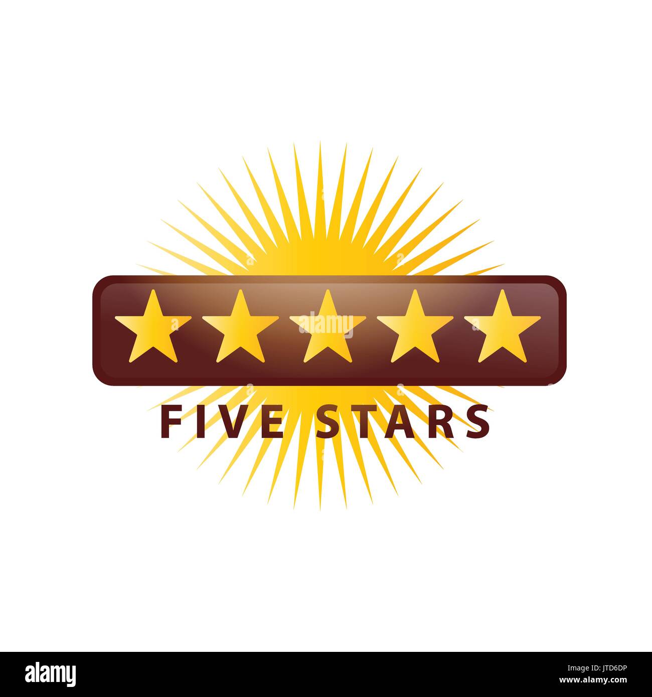 five stars illustration with rays, icon design, isolated on white ...