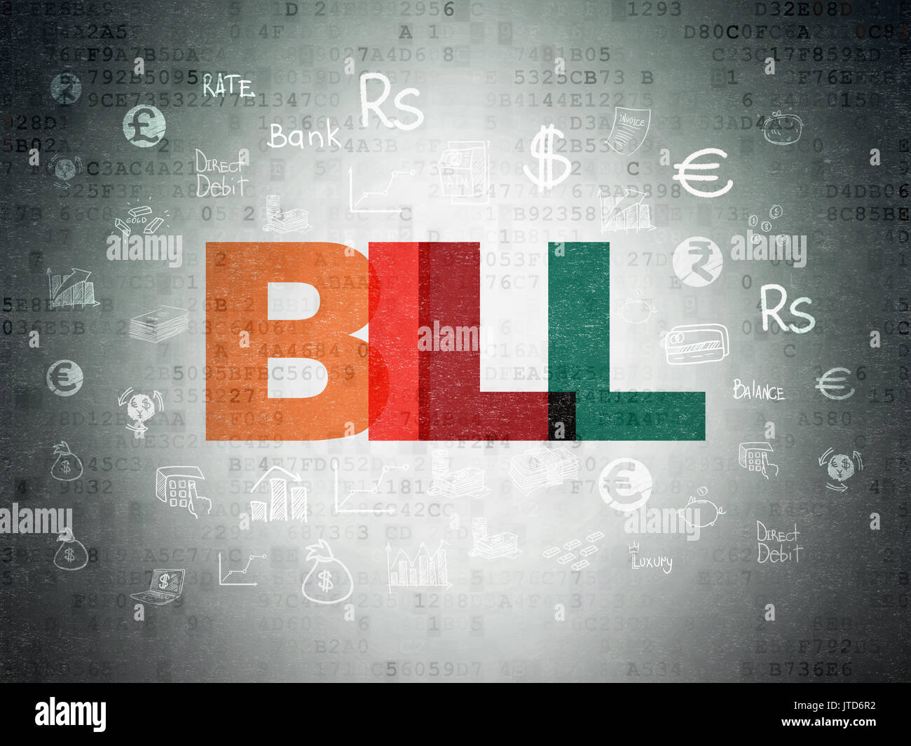 Banking concept: Bill on Digital Data Paper background Stock Photo - Alamy
