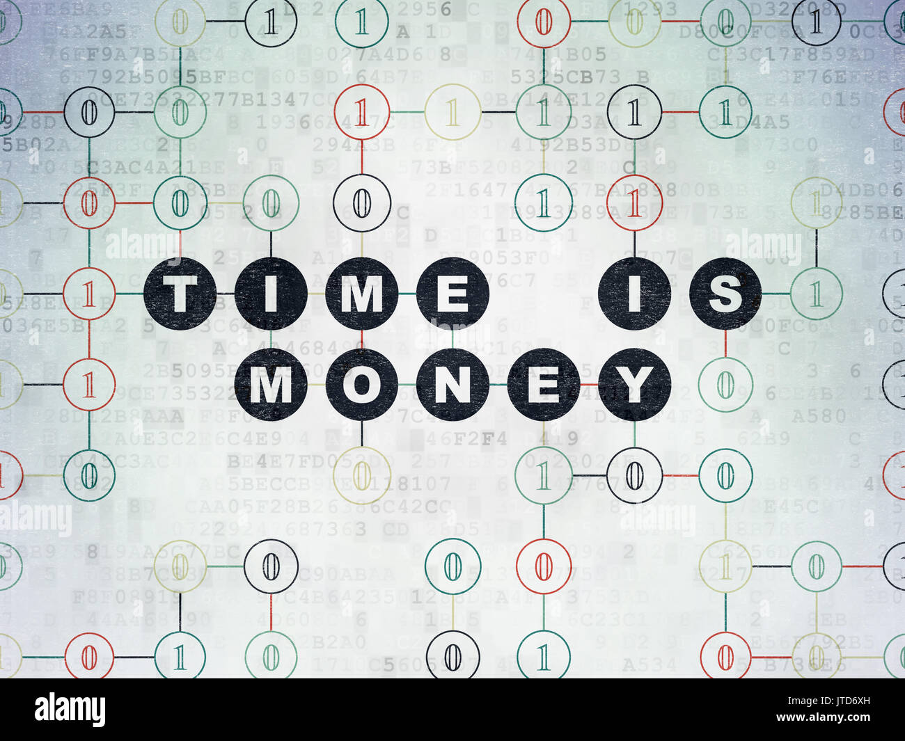 Finance concept: Time is Money on Digital Data Paper background Stock ...