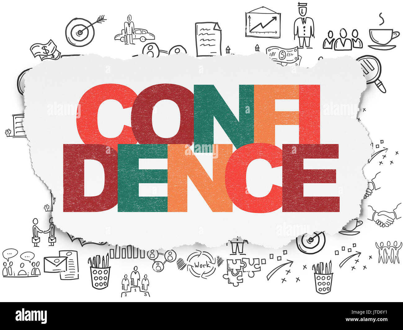 Business concept: Confidence on Torn Paper background Stock Photo - Alamy
