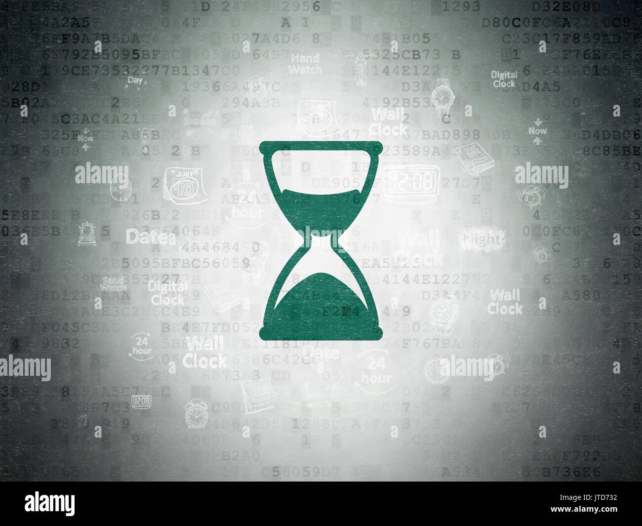 Time concept: Hourglass on Digital Data Paper background Stock Photo - Alamy