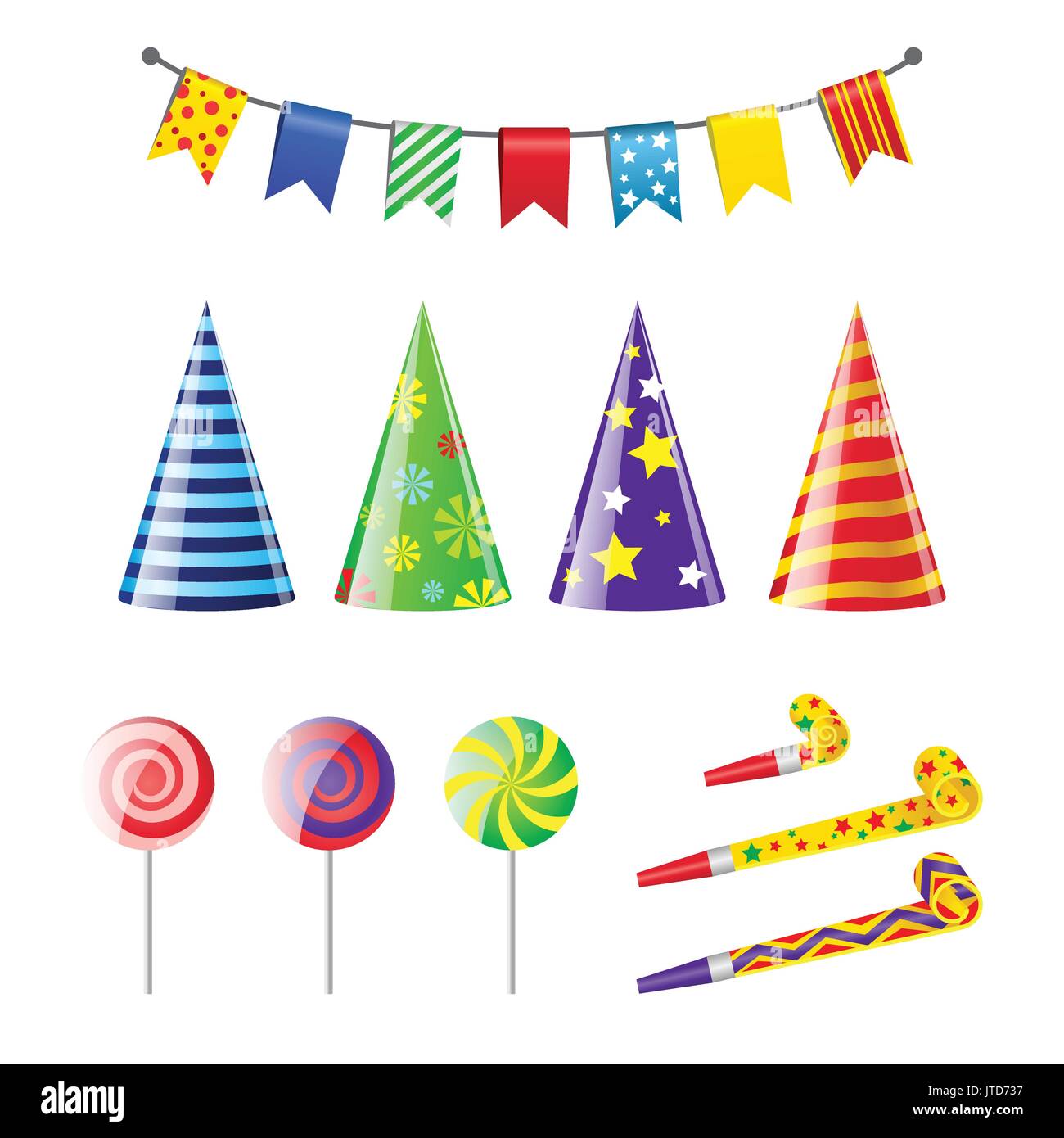 Party Elements Realistic Vector Set Of Holiday Objects Stock Vector