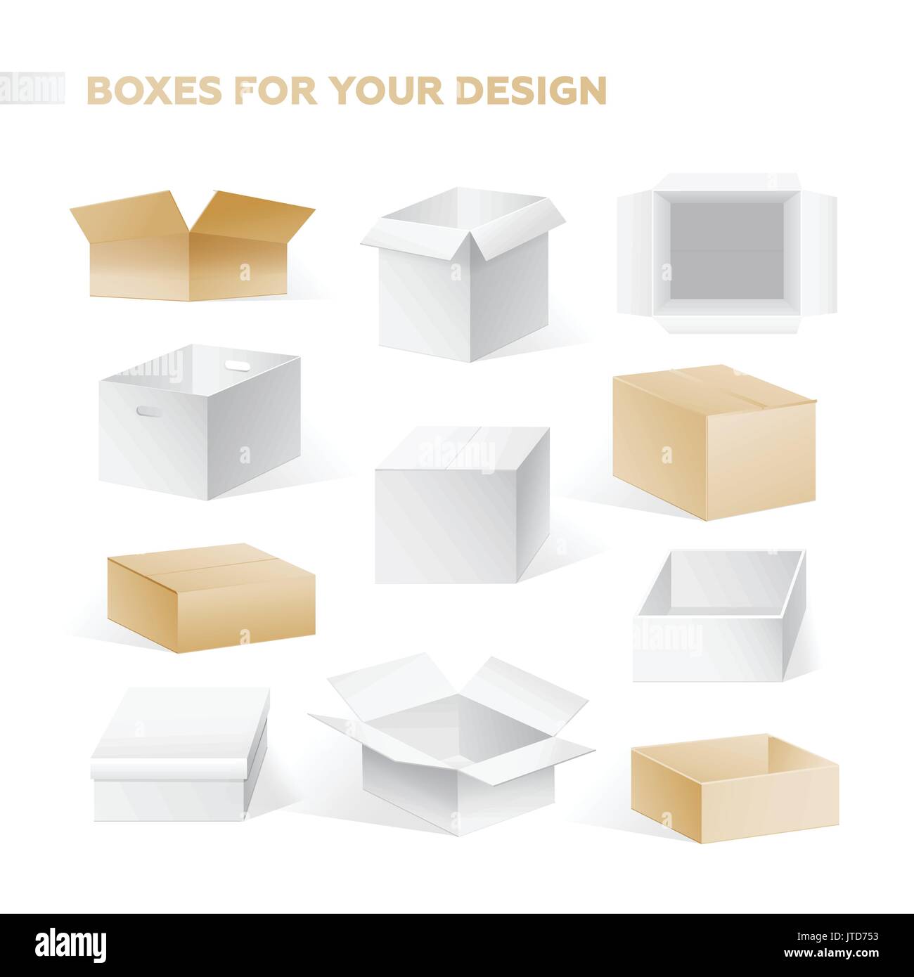 Boxes - realistic vector set of cardboard containers clip art Stock ...