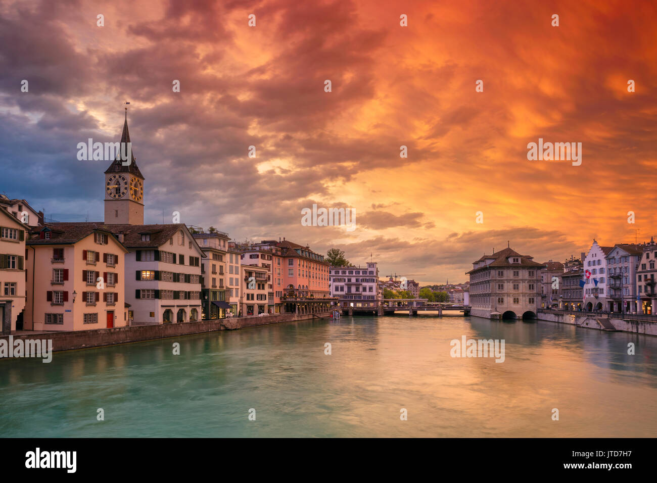 Zurich. Cityscape image of Zurich, Switzerland during dramatic sunset ...