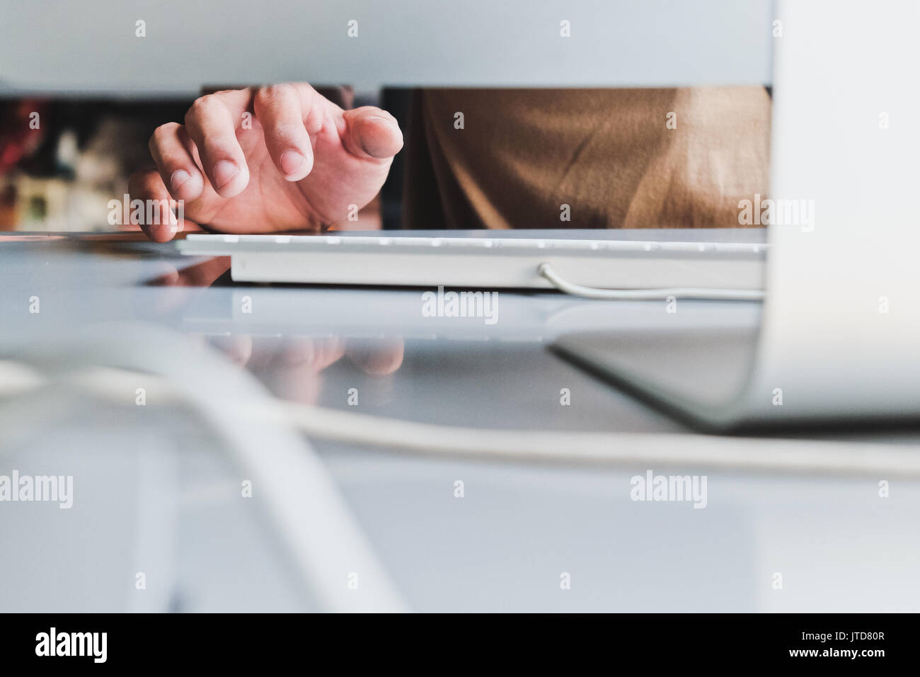 Working time, close up image of man hand using computer Stock Photo - Alamy