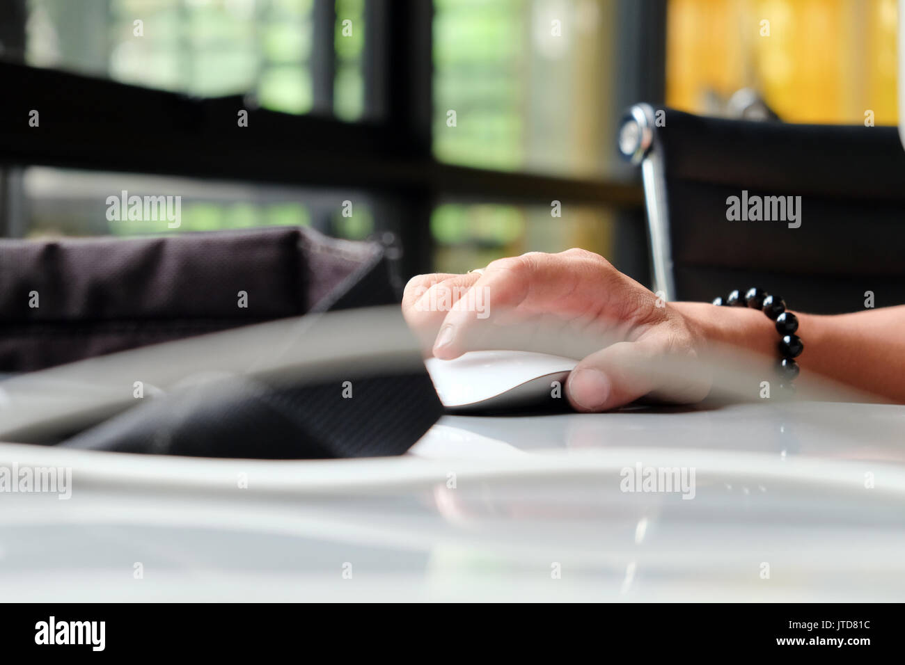 Working time, close up image of man hand using computer Stock Photo - Alamy
