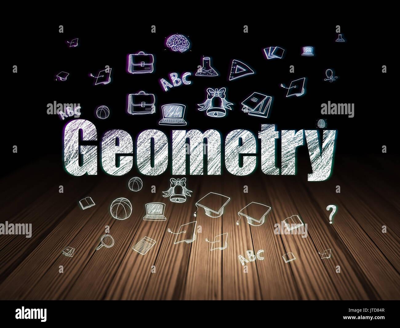 Learning concept: Geometry in grunge dark room Stock Photo - Alamy