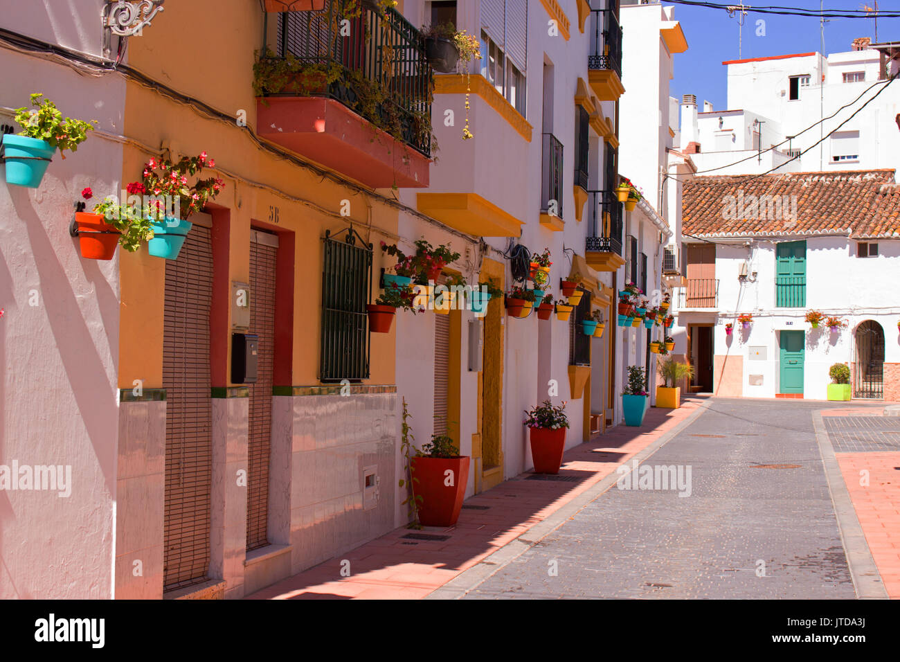 Street. Beautiful Spanish street. Costa del Sol, Andalusia, Spain Stock ...