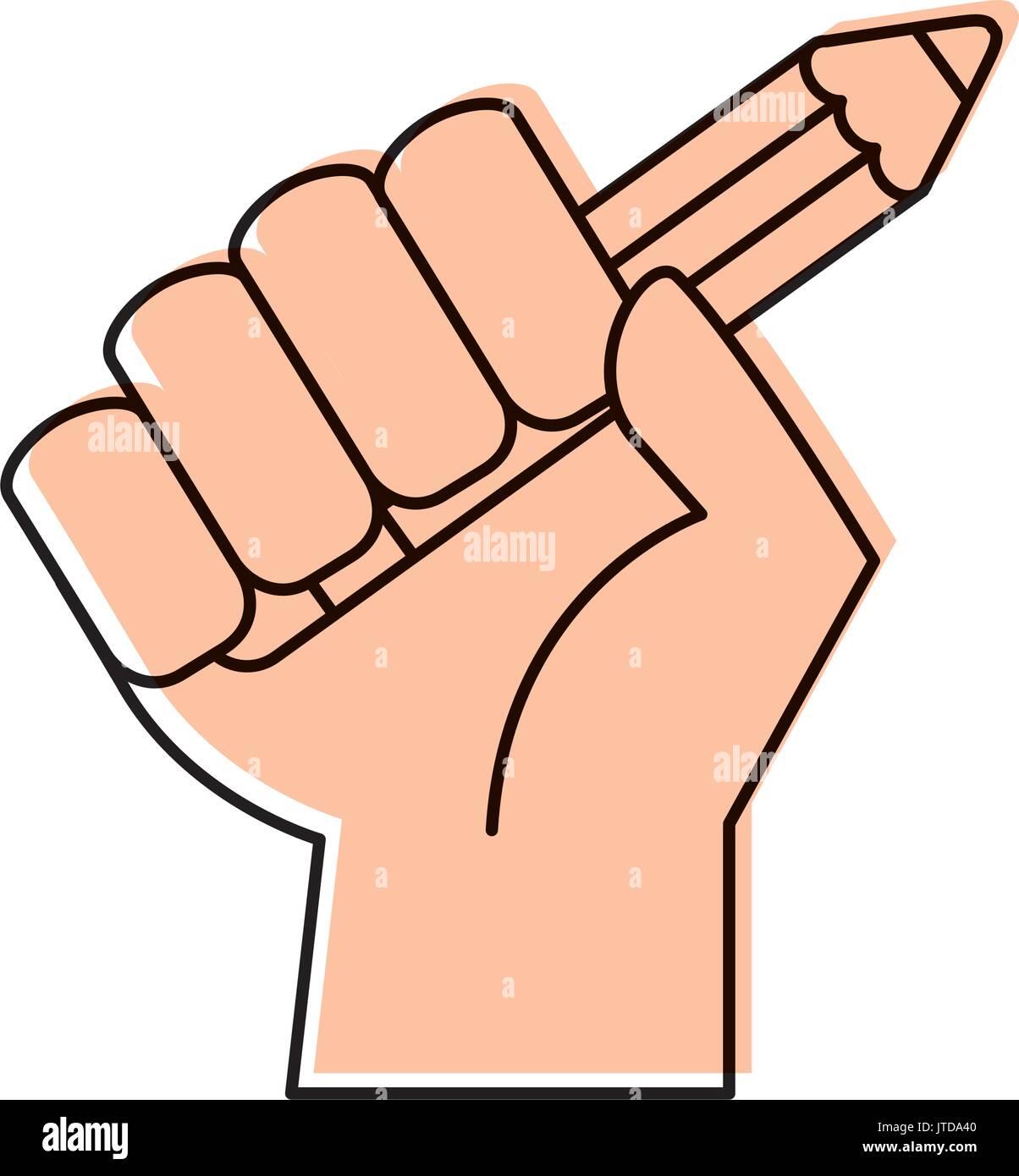 hand human with pencil school Stock Vector Image & Art - Alamy