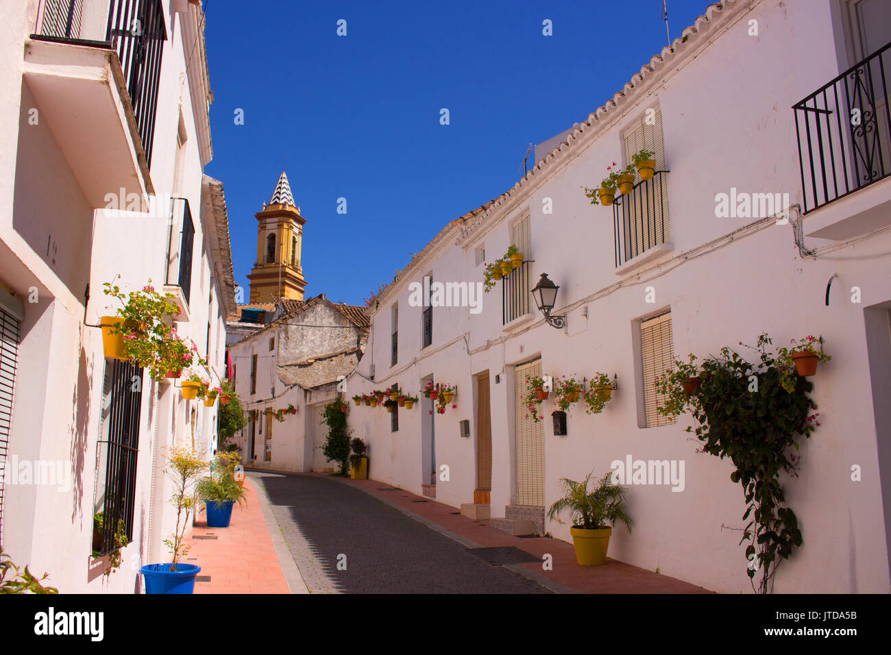 Street. Beautiful Spanish street. Costa del Sol, Andalusia, Spain Stock ...