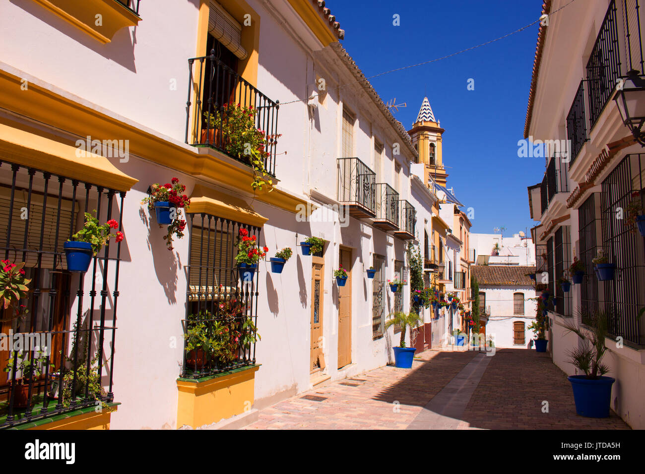 Street. Beautiful Spanish street. Costa del Sol, Andalusia, Spain Stock ...