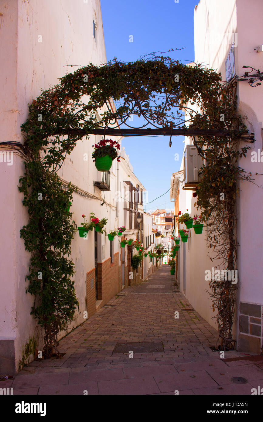 Street. Beautiful Spanish street. Costa del Sol, Andalusia, Spain Stock ...