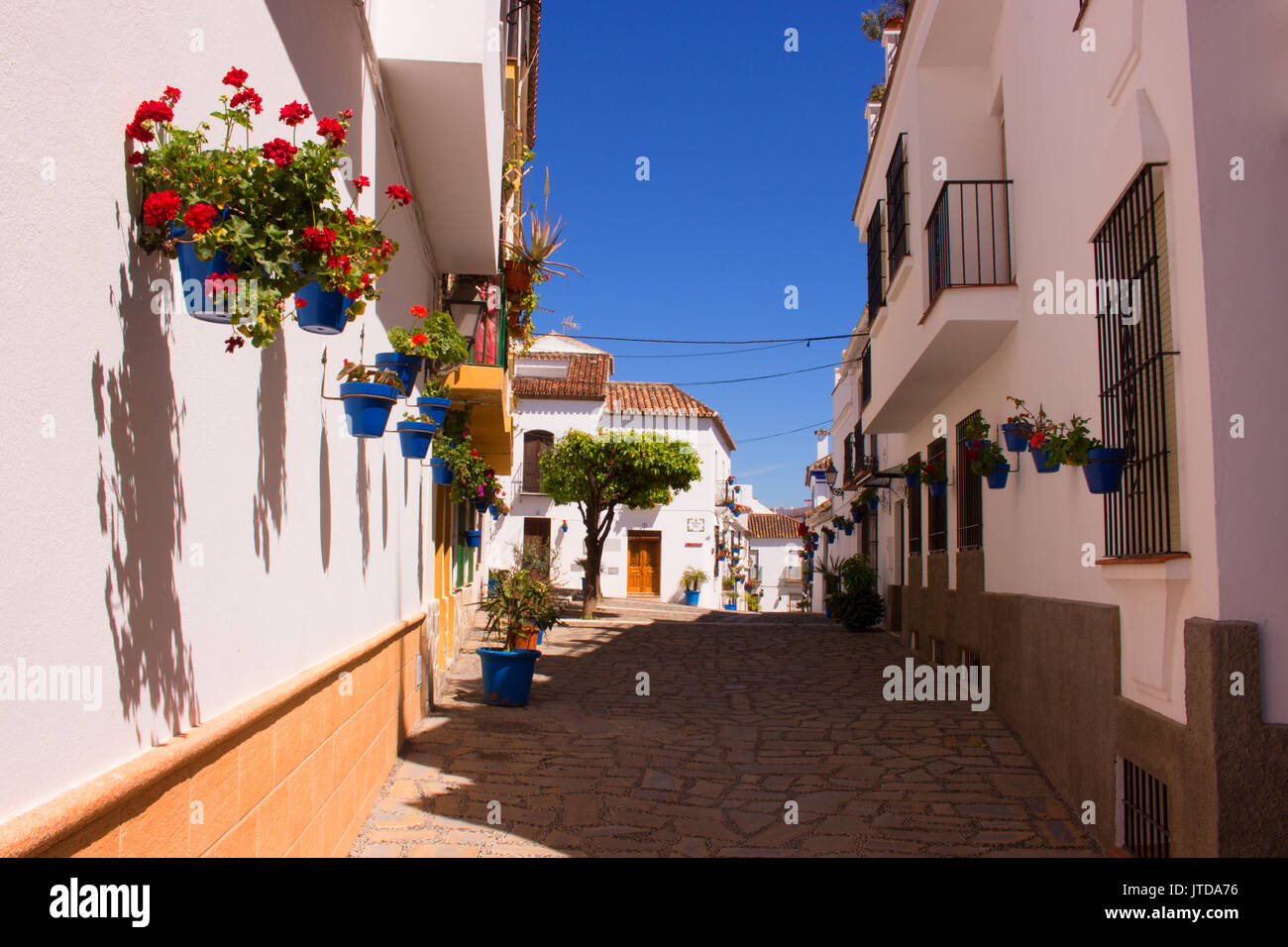Street. Beautiful Spanish street. Costa del Sol, Andalusia, Spain Stock ...