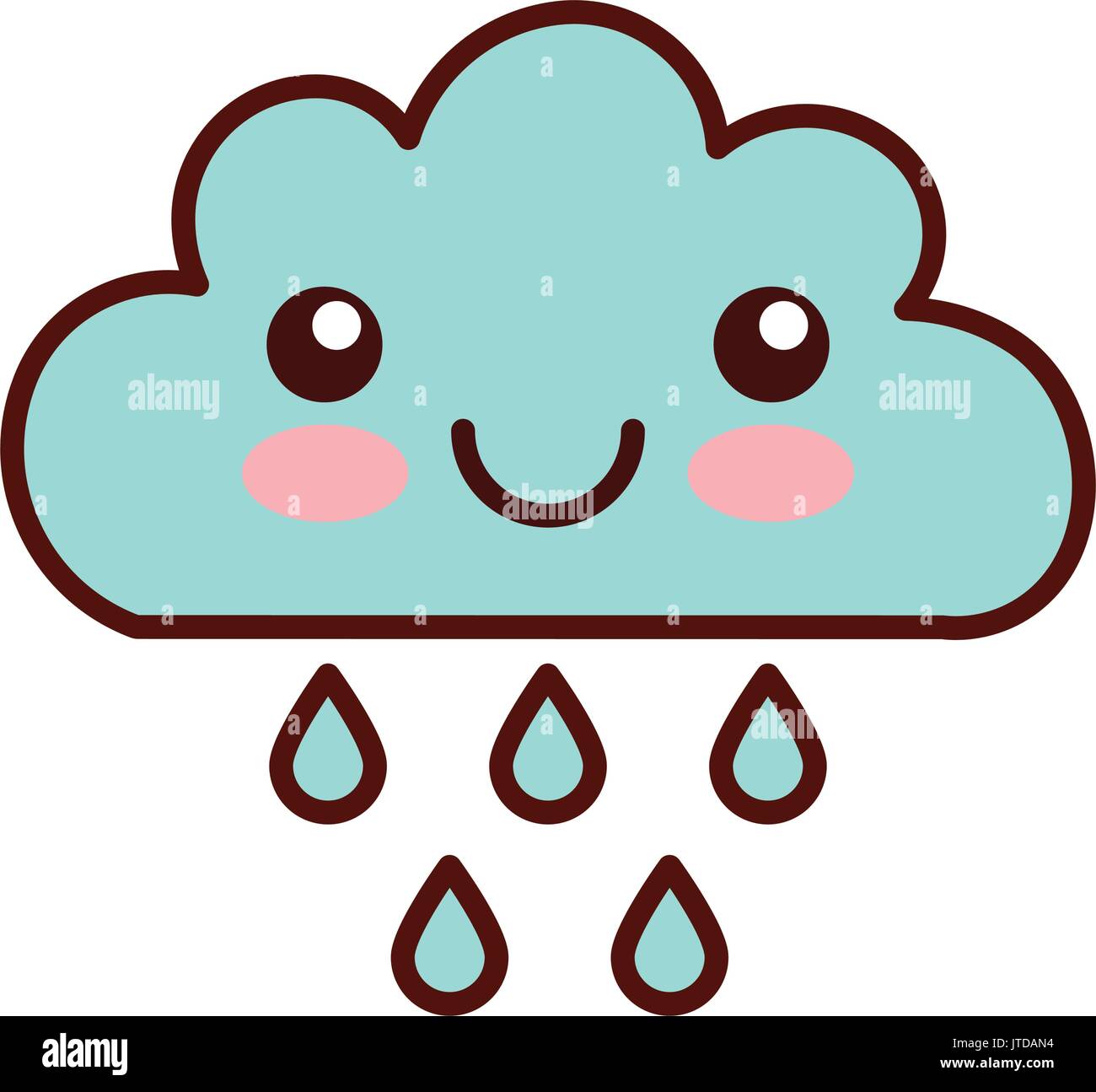 Beautiful fantasy cloud with rain drops kawaii character Stock Vector ...