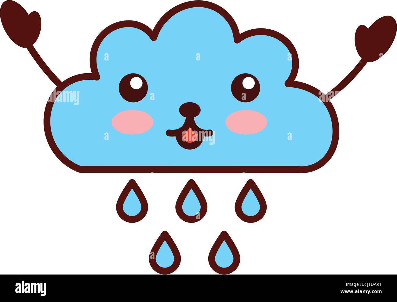 Beautiful fantasy cloud with rain drops kawaii character Stock Vector ...