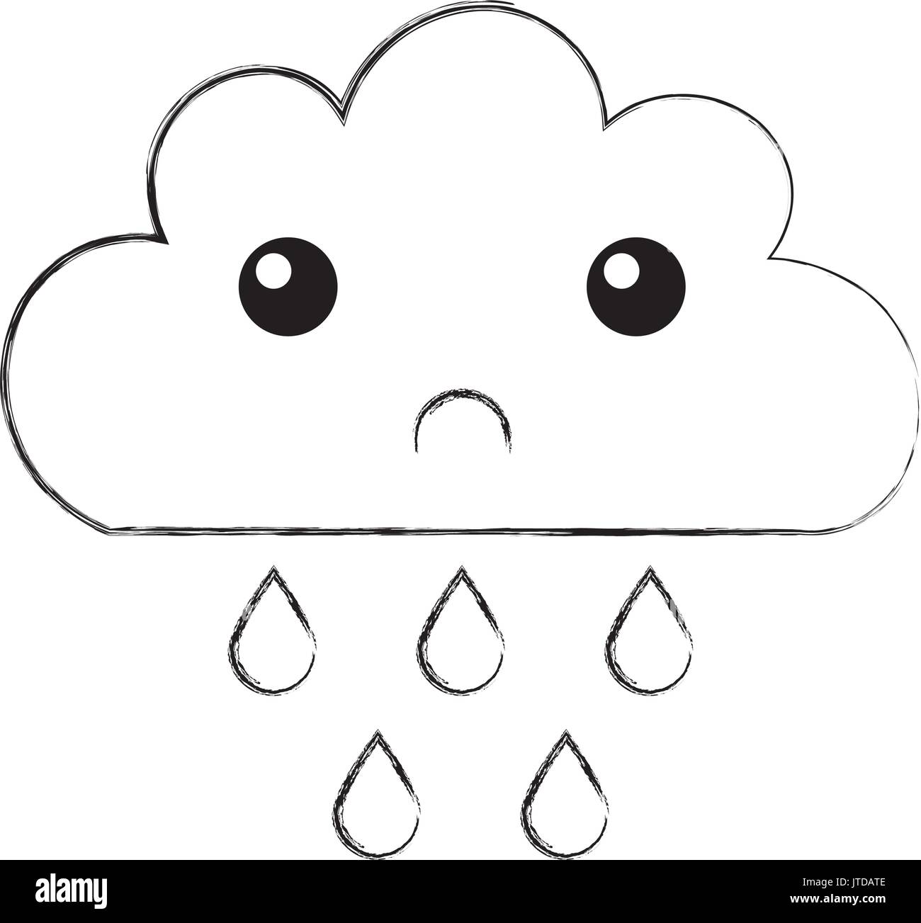 Beautiful fantasy cloud with rain drops kawaii character Stock Vector ...