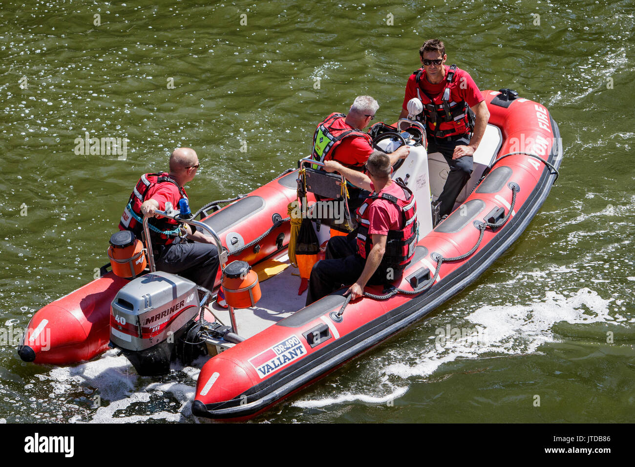 Members of the Avon Fire & Rescue Service are pictured in a rescue ...