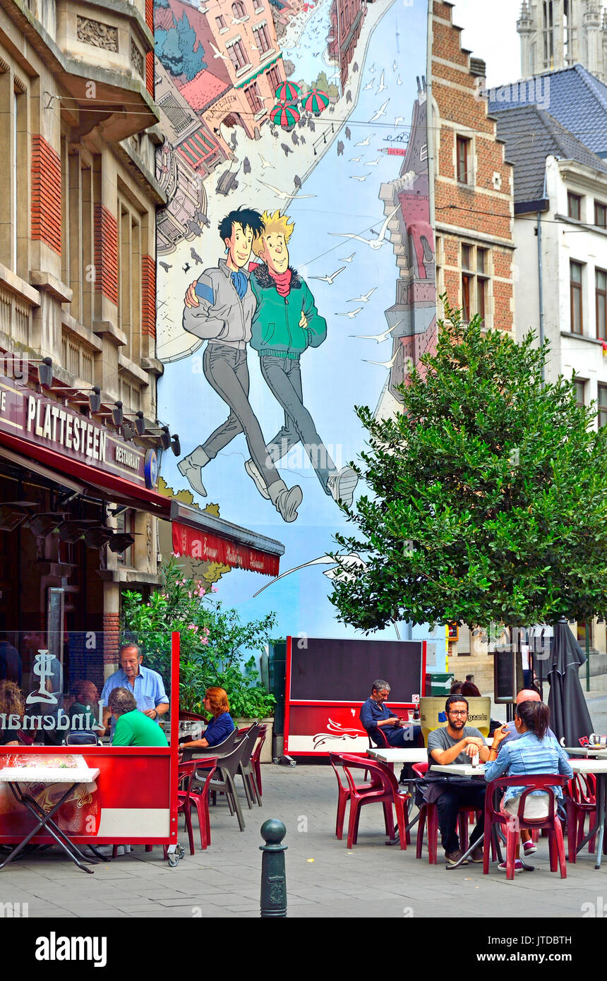 Brussels, Belgium. Mural on the Comic Book Route: "Brousaille" (1999 ...