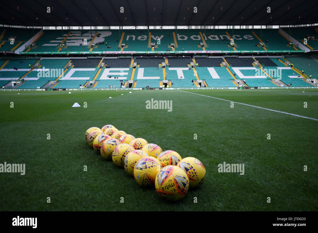 A general view of the pitch inside Celtic Park Stadium before the ...