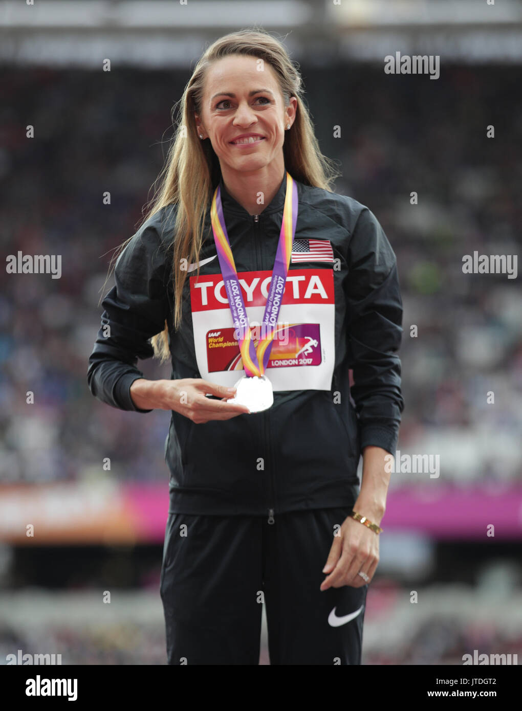 USA's Jennifer Simpson (silver) on the podium for the Women's 1500m ...