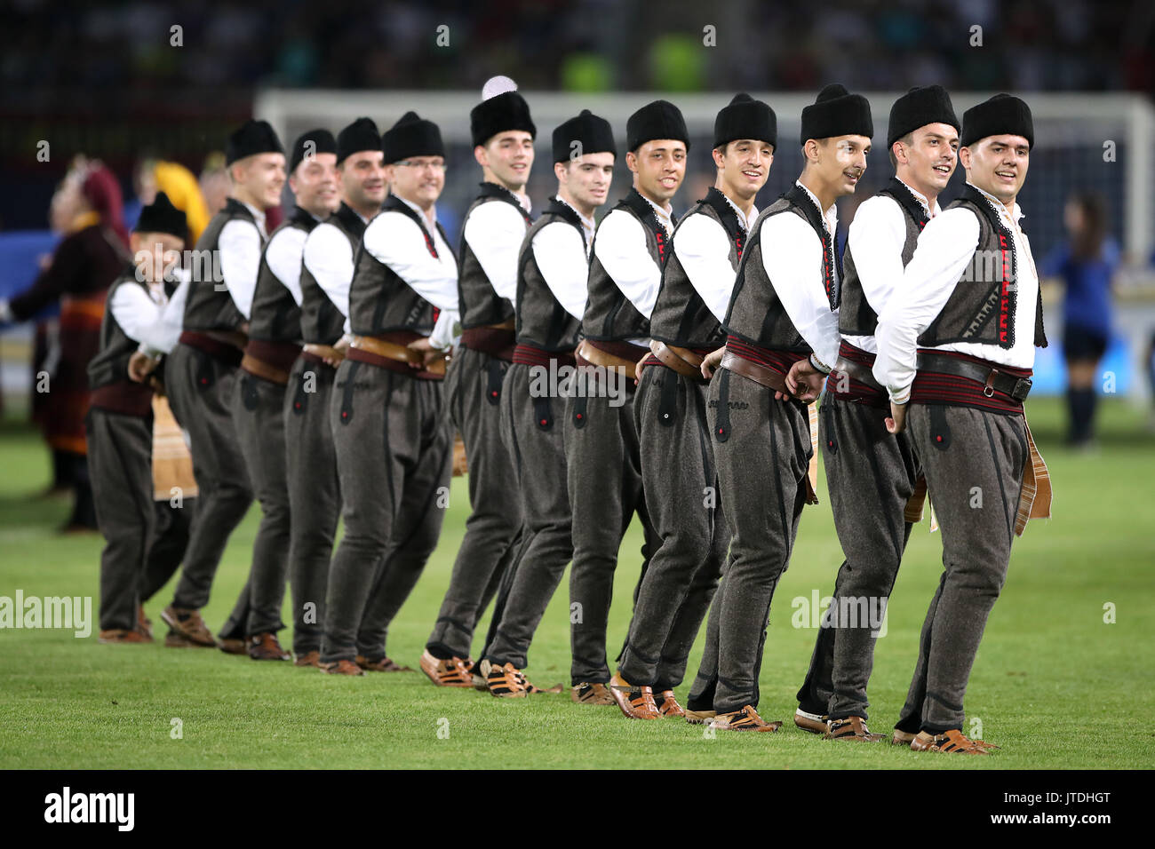 A traditional Macedonian dance is performed before kick off before the ...