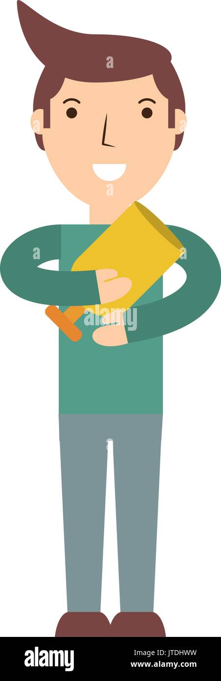 Man with trophy cup cartoon Stock Vector Image & Art - Alamy