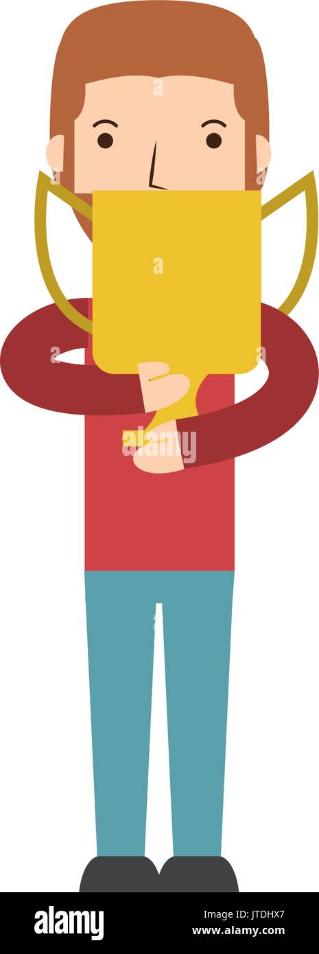 Man with trophy cup cartoon Stock Vector Image & Art - Alamy