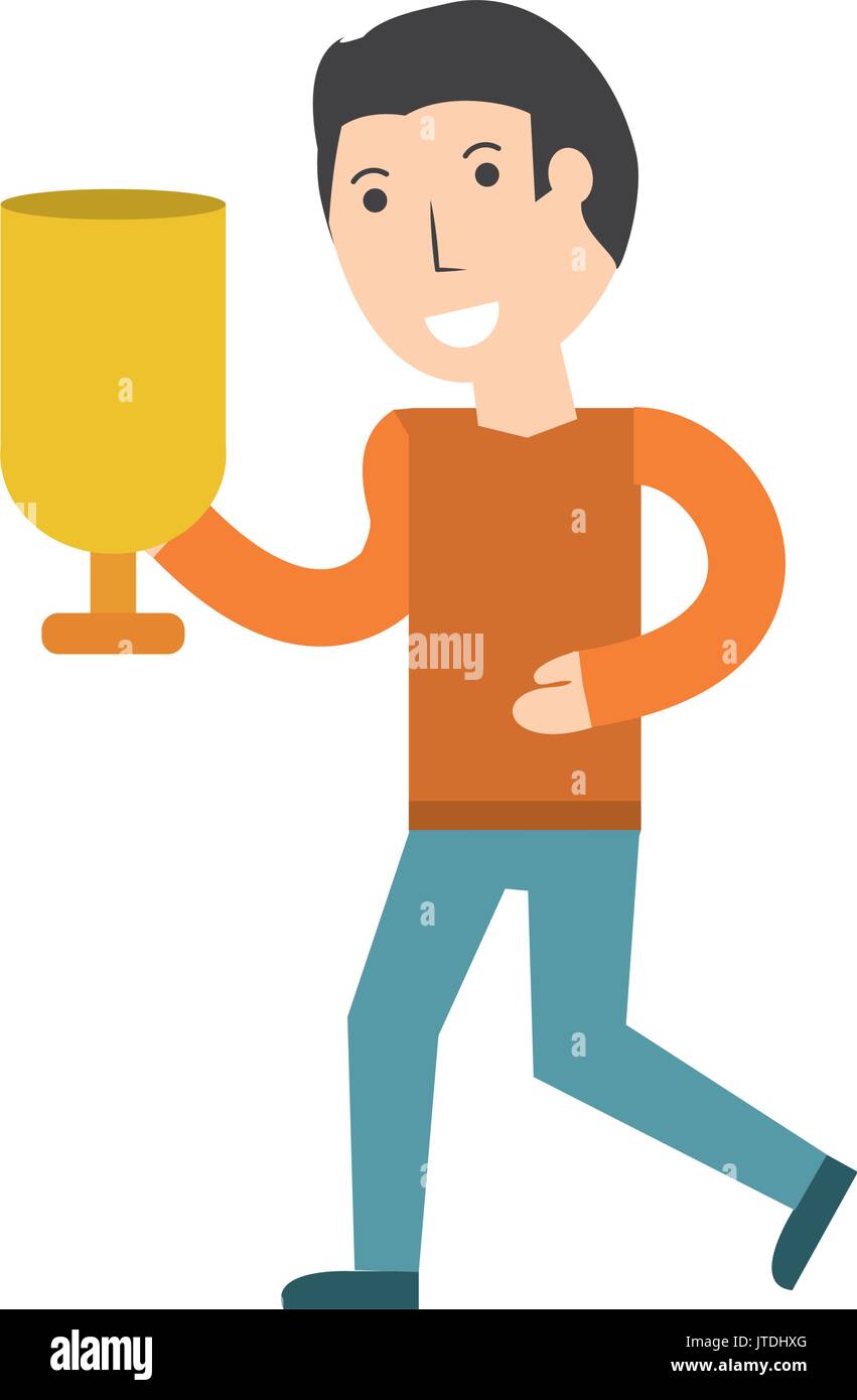 Man with trophy cup cartoon Stock Vector Image & Art - Alamy