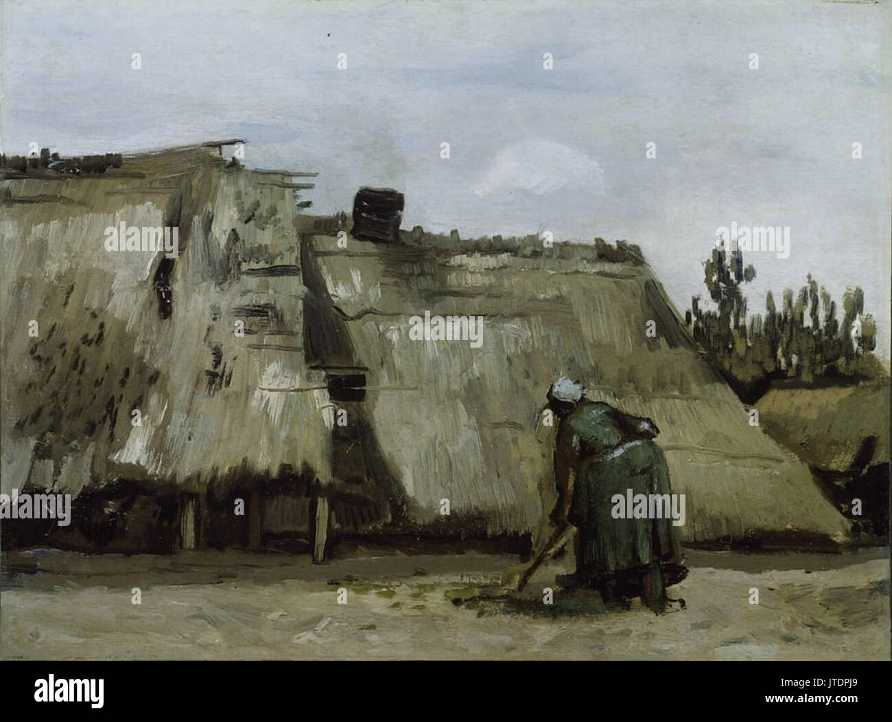 Vincent van Gogh A peasant woman digging in front of her cottage Stock ...